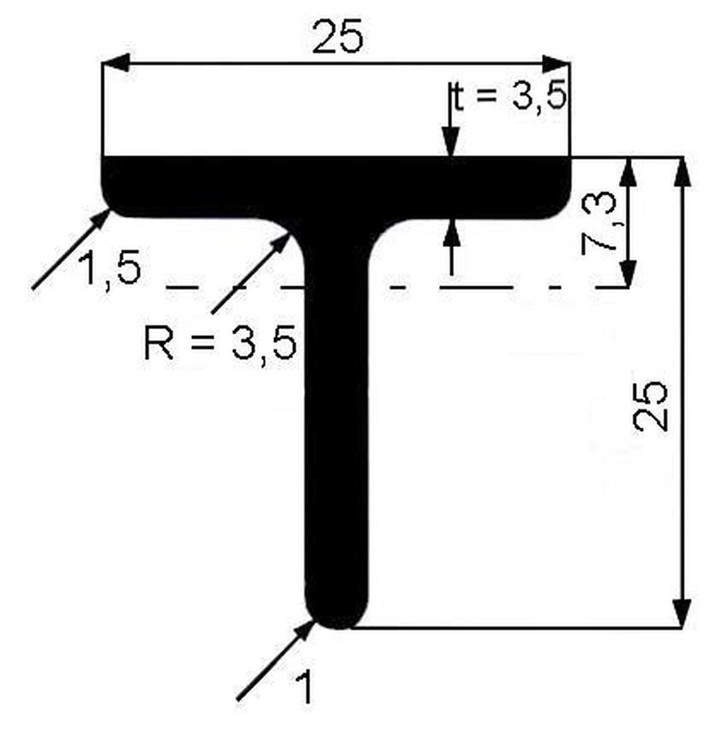 Profil T 25×25×3,5 mm válcovaný – 6 m | PRO-DOMA - Stavebniny PRO-DOMA ...